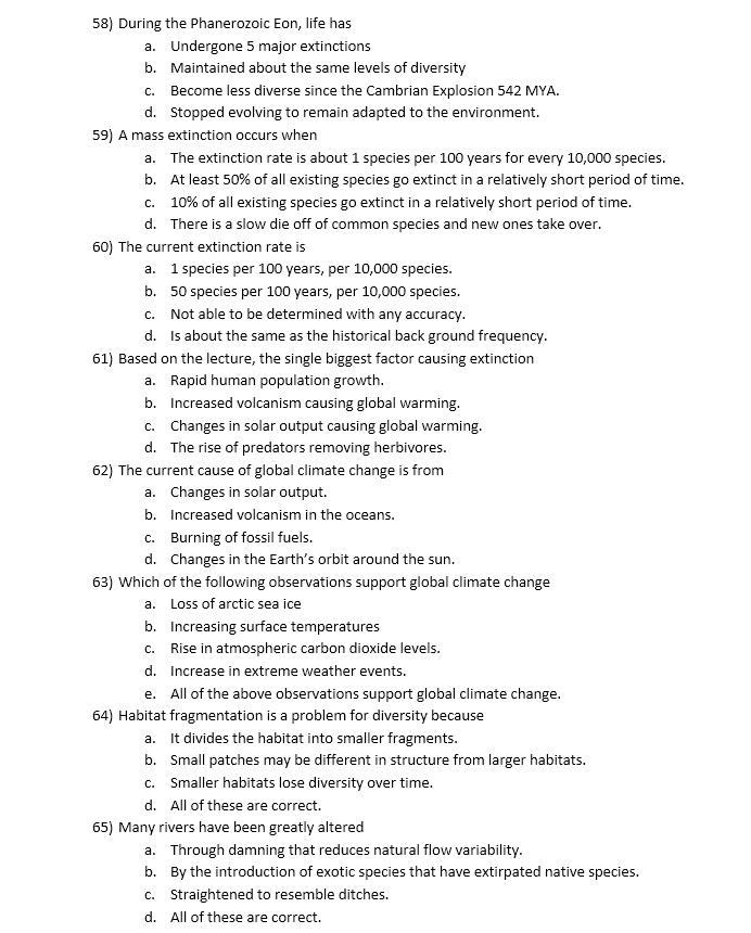 Solved During the Phanerozoic Eon, life has A mass | Chegg.com