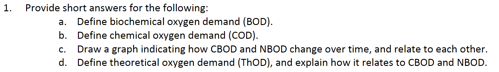 Solved 1. Provide short answers for the following a. Define | Chegg.com