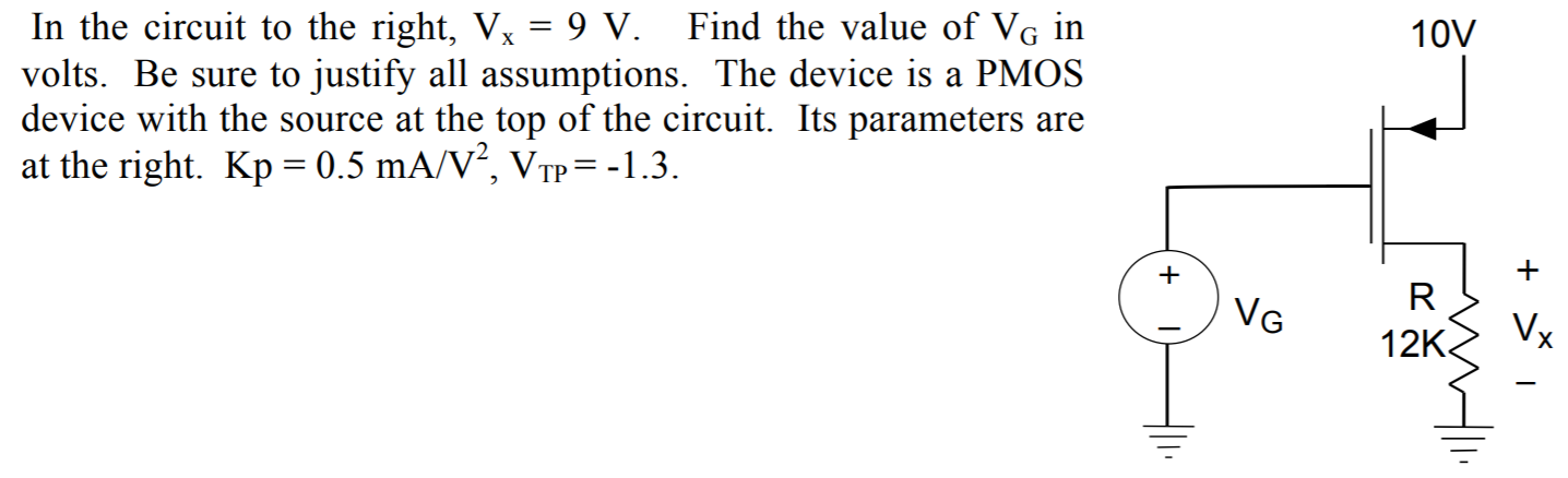 Solved Problem 3* In the figure to the right, M is and NMOS | Chegg.com