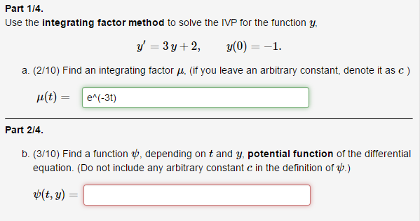 Solved Use the integrating factor method to solve the IVP | Chegg.com