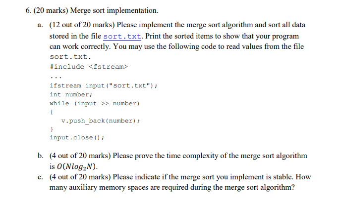 Solved In C++ #ifndef MERGESORT_H #define | Chegg.com
