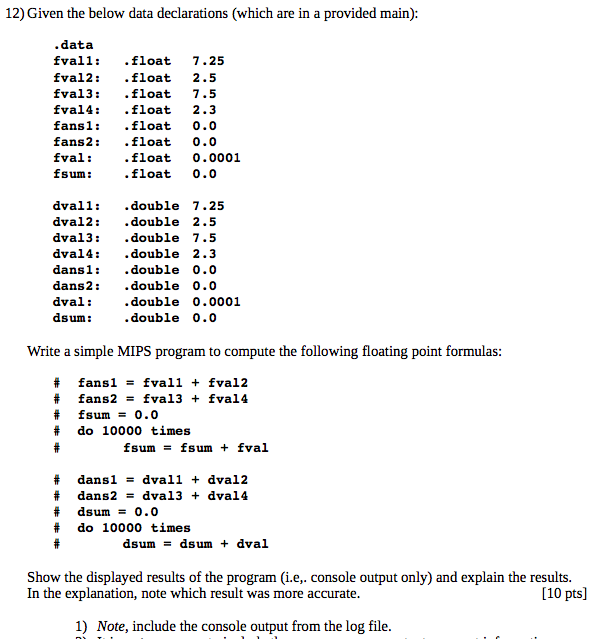 12 Given The Below Data Declarations Which Are In A