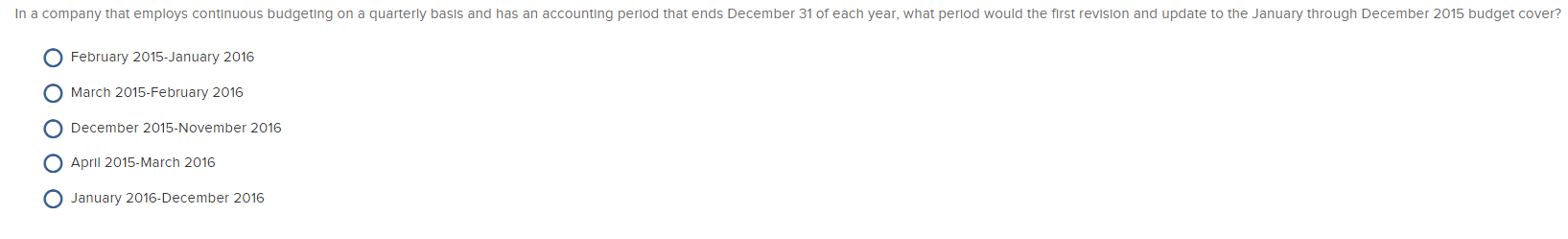 Solved In a company that employs continuous budgeting on a | Chegg.com