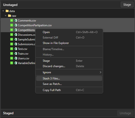 Stash only selected files in `Unstaged` area · Issue #1375 · fork-dev/TrackerWin · GitHub