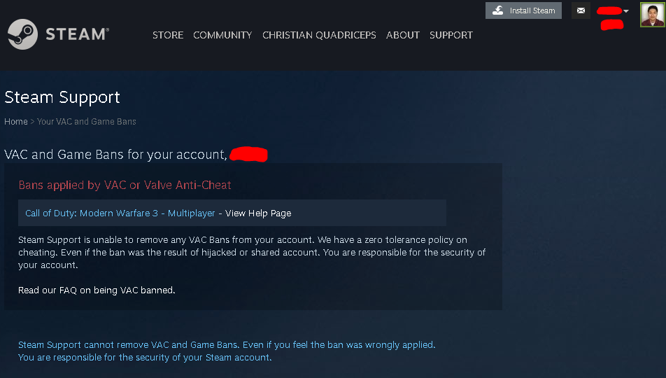 An old VAC ban case that I never got solved (I never hacked/ cheated ...