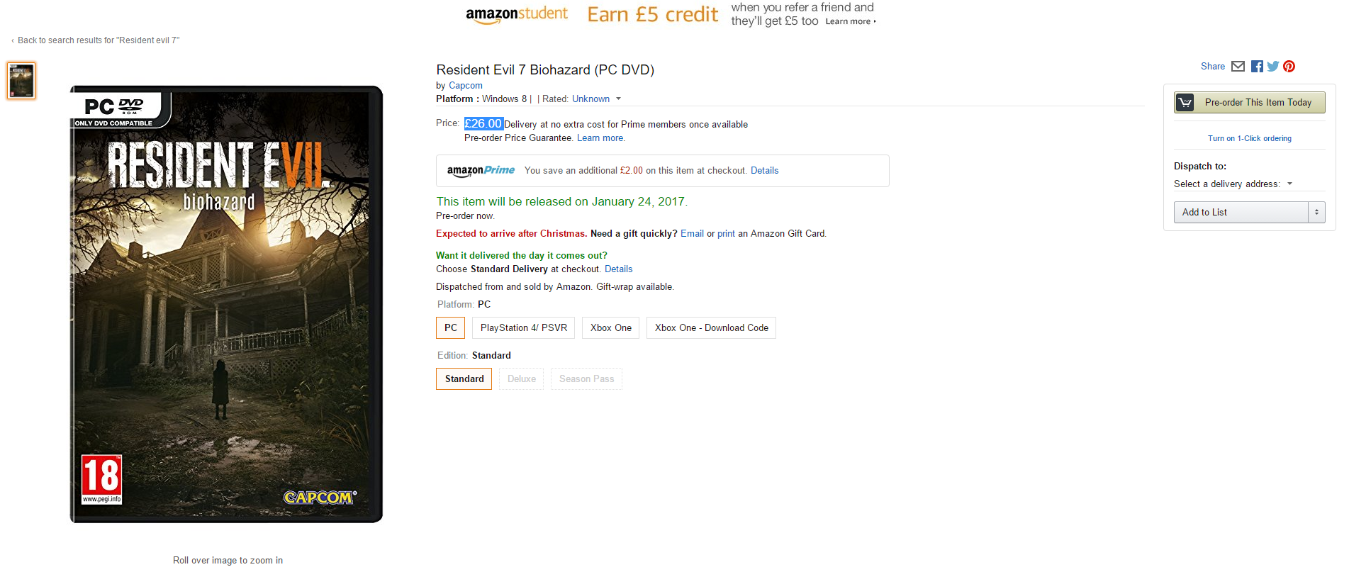 If you're planning on buying RE7 on PC and live in the UK, get it on ...