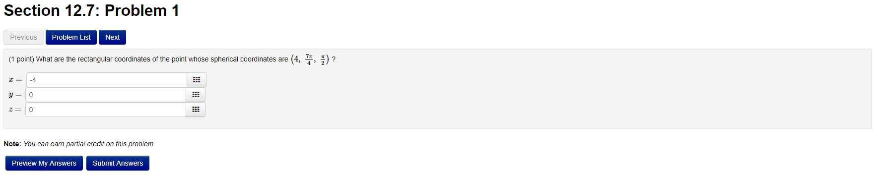 Solved Section 12.7: Problem 1 Previous Problem List Next (1 | Chegg.com