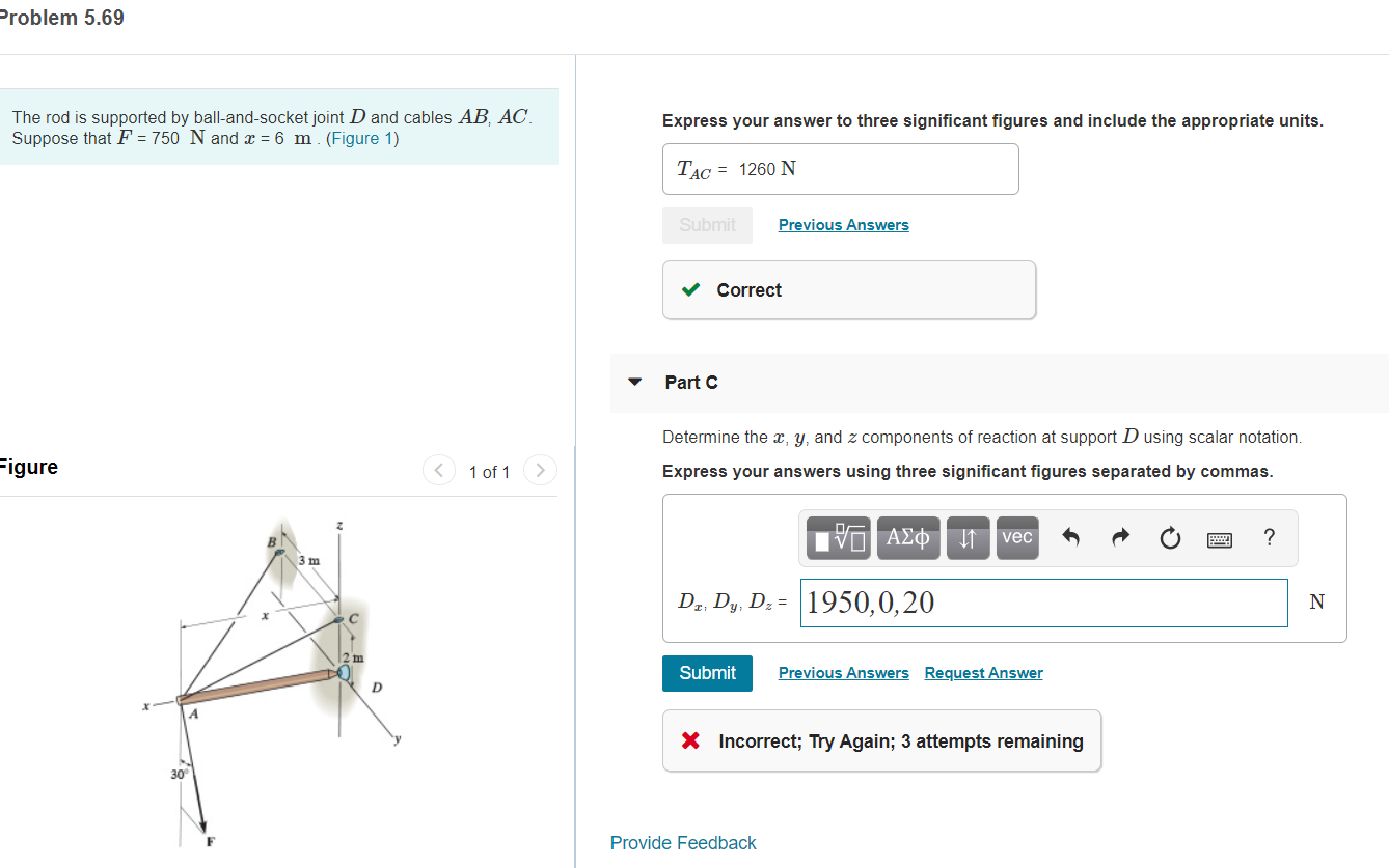 Solved Determine The Xy And Z Components Of Reaction At 