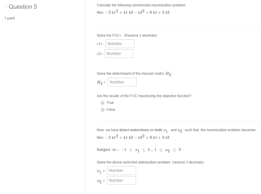 Solved Solve the following minimization problem: Question 1 | Chegg.com