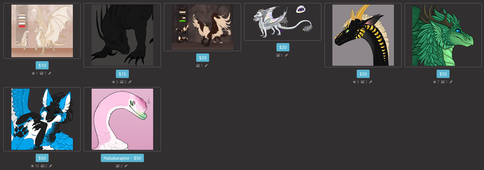 Feral designs for sale (new raptor design added!) on Toyhouse