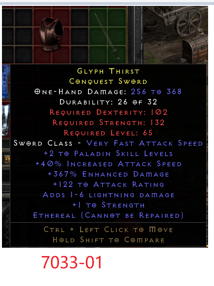 Xh23 Eth Conquest Sword 2*pal 40ias Ed367 Etc - Topic - d2jsp