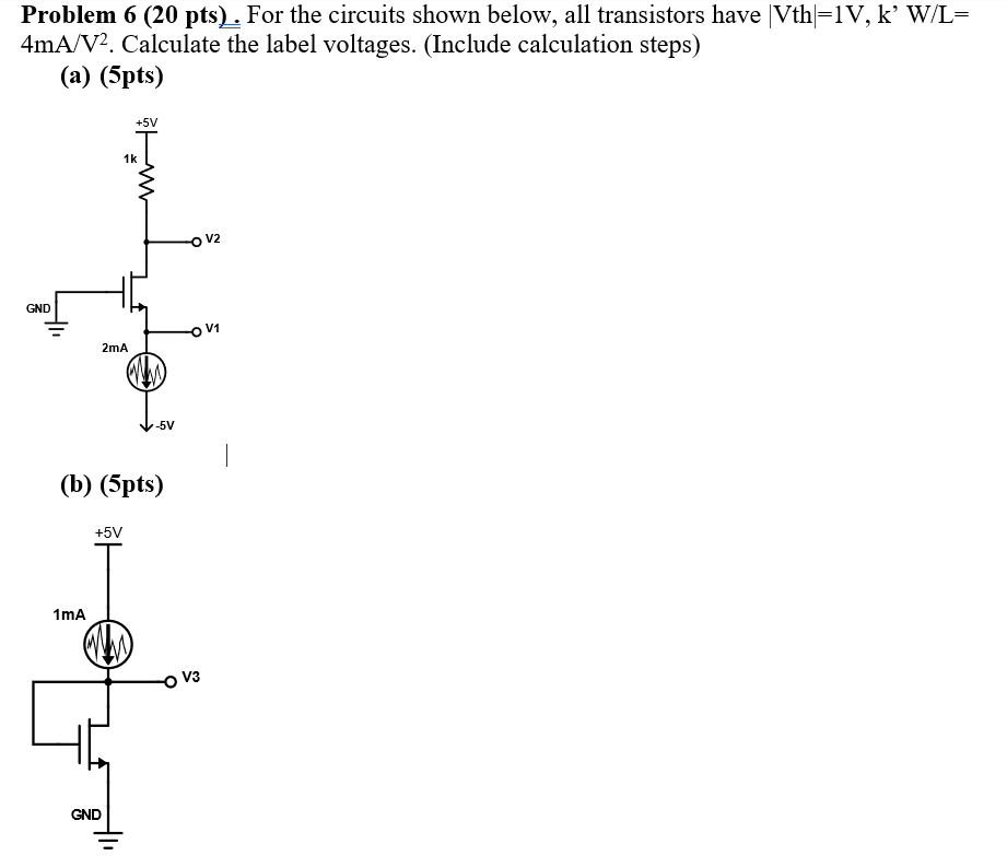 Solved For the circuits shown below, all transistors have | Chegg.com