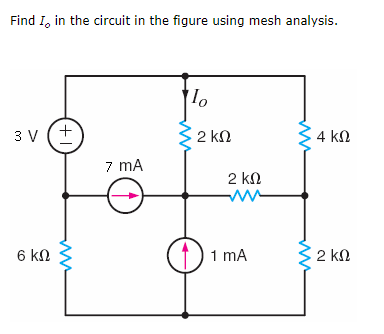 Solved Find Io in the circuit in the figure using mesh | Chegg.com