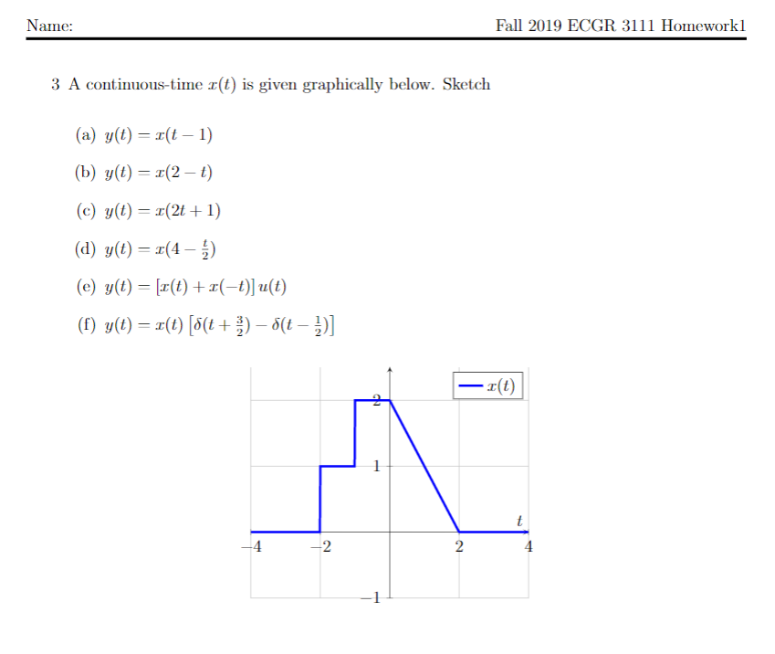 Solved Name: Fall 2019 ECGR 3111 Homework1 3 A | Chegg.com