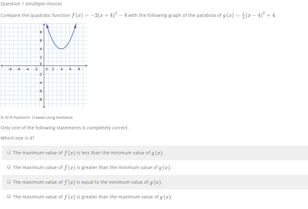 Solved Question 1 (multiple choice) Compare the quadratic | Chegg.com