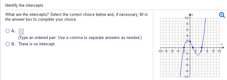 Solved ldentify the intercepts What are the intercepts? | Chegg.com