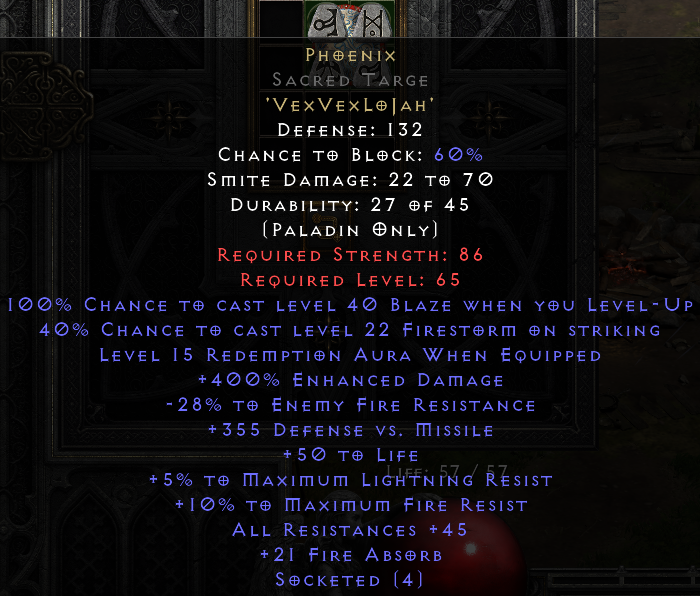 Phoenix Sacred Targe 45 Res 400ed 15 Aura - Topic - d2jsp