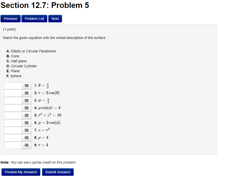 Solved Section 12.7: Problem 5 Previous Problem List Next (1 | Chegg.com