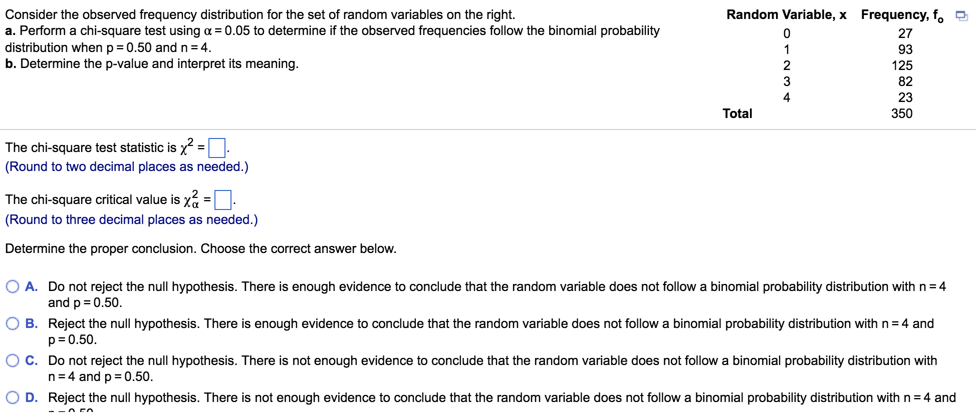 Solved Random Variable, x Frequency, fo Consider the | Chegg.com