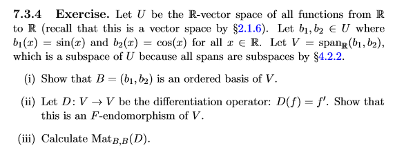 Solved 7.3.4 Exercise. Let U be the R-vector space of all | Chegg.com