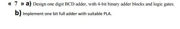 Solved Design one digit BCD adder, with 4-bit binary adder | Chegg.com