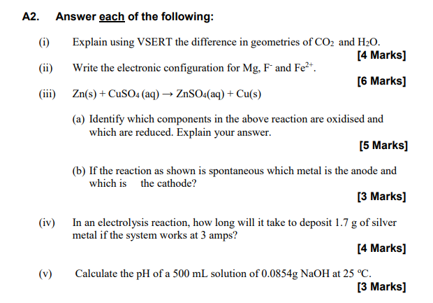 Solved A2. Answer each of the following: (i) (ii) Explain | Chegg.com