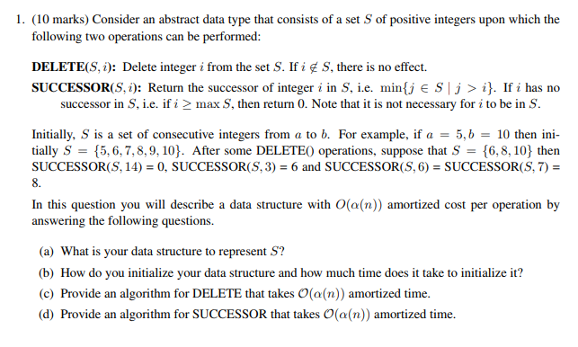 Solved 1. (10 marks) Consider an abstract data type that | Chegg.com