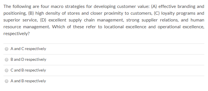 Solved The following are four macro strategies for | Chegg.com