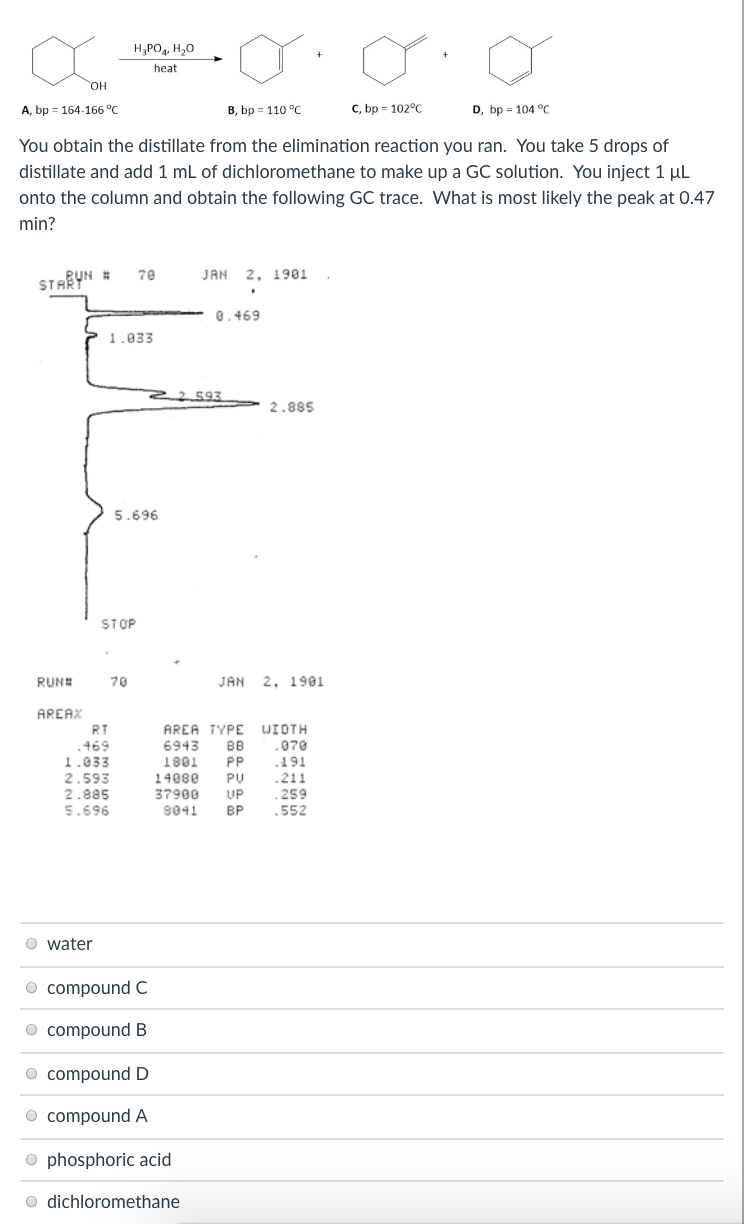 Solved H3PO4, H20 heat A, bp 164-166 °C You obtain the | Chegg.com
