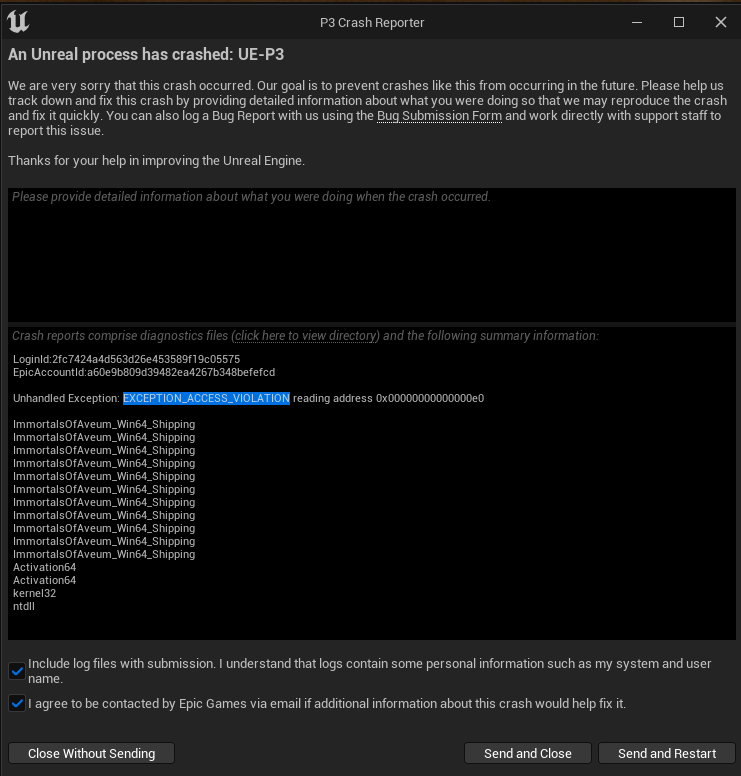 An Unreal process has crashed: UE-P3 : r/ImmortalsOfAveum