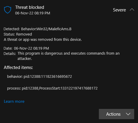 Persistent Windows Defender message about threat removed since today ...