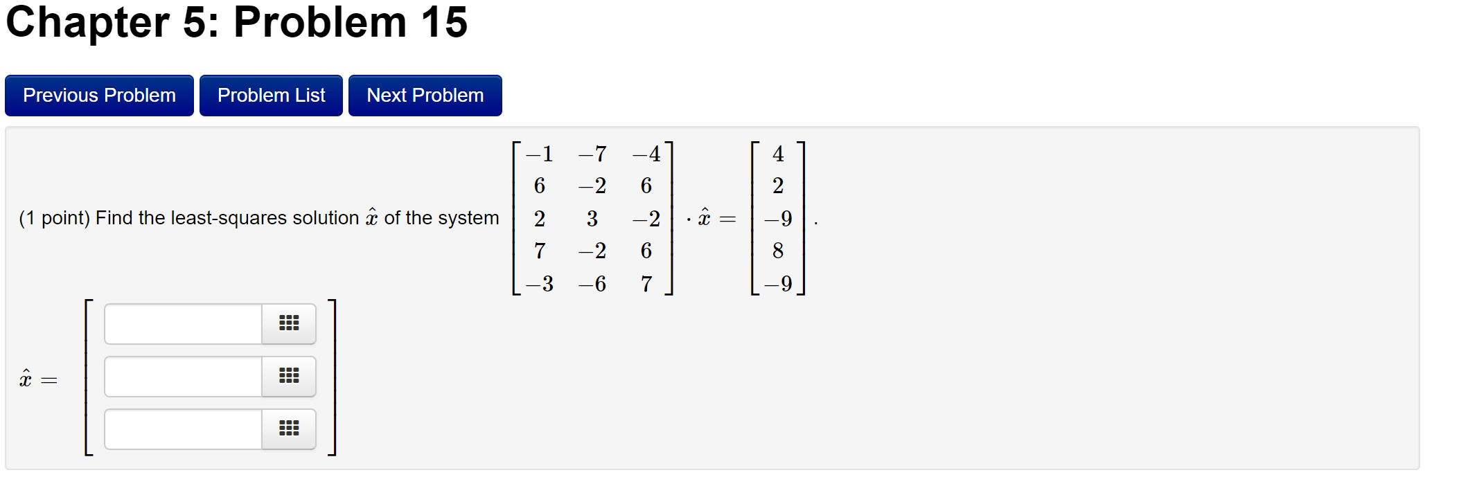 Solved Chapter 5: Problem 15 Previous Problem Problem List | Chegg.com
