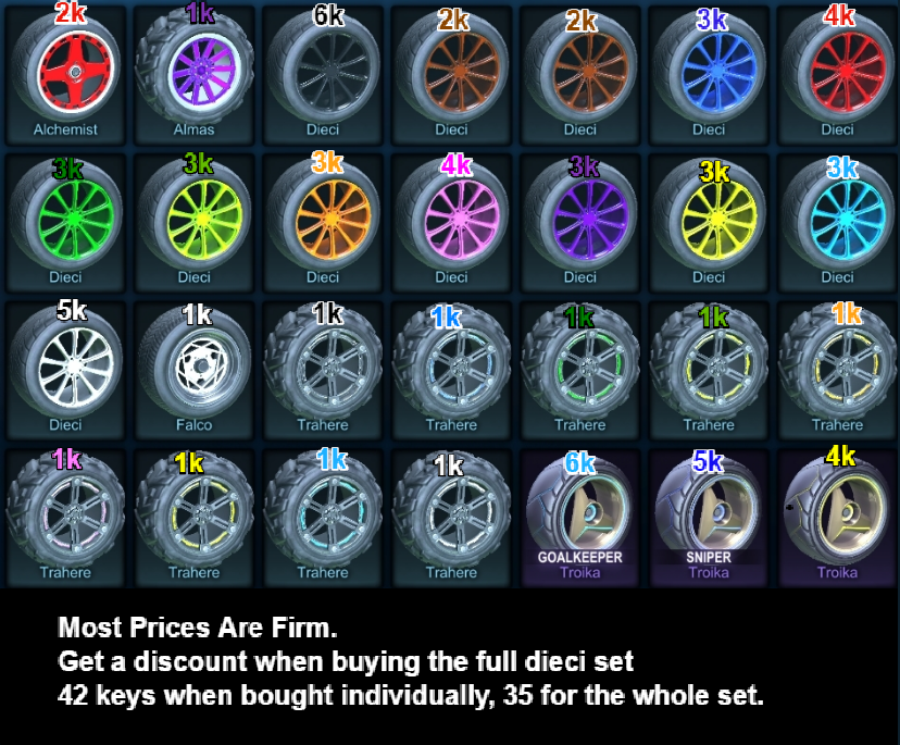 [PC] [H] Painted Wheel Shop [W] Keys : r/RocketLeagueExchange