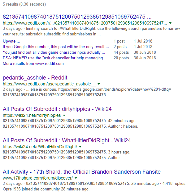 If you Google this number, this post will be the only result. : r ...