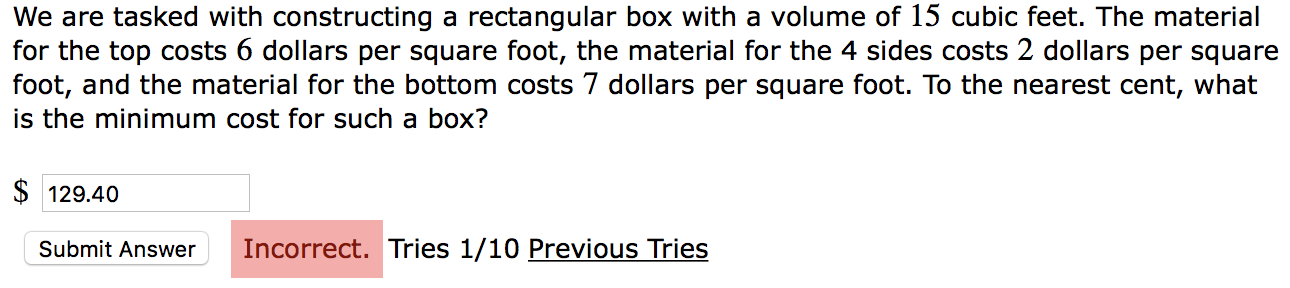 Solved We are tasked with constructing a rectangular box | Chegg.com