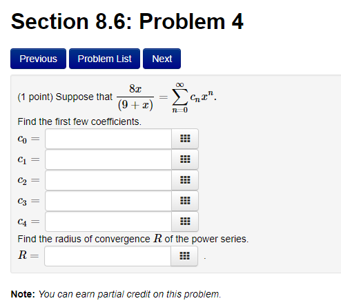 Solved Section 8.6: Problem 4 Previous Problem List Next 8x | Chegg.com