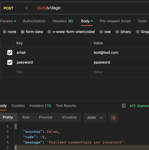 screenshot of postman