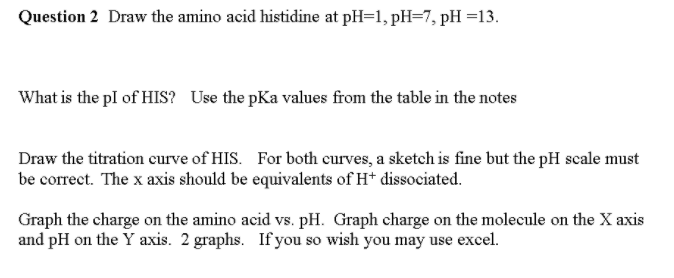 Solved Question 2 Draw the amino acid histidine at pH1, | Chegg.com