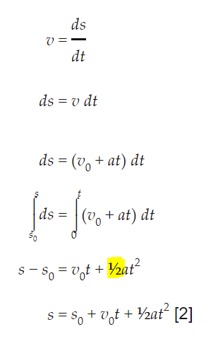 Physics - kinematic calculus, need help understanding where this value ...