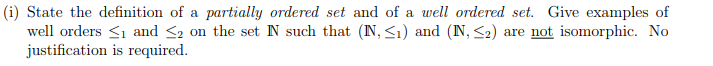 Solved i) State the definition of a partially ordered set | Chegg.com