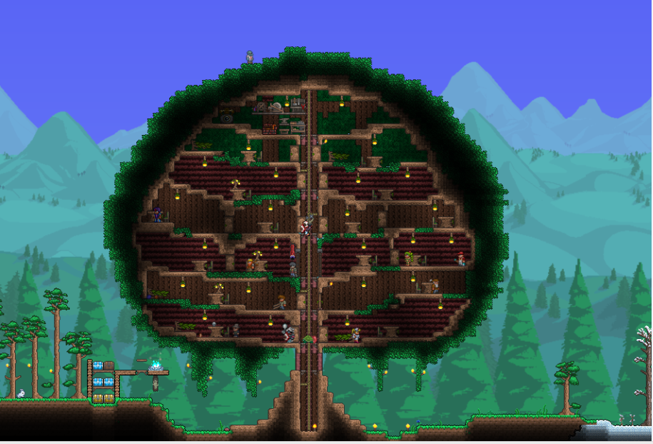 1 day into our extreme adventure, the house is complete. : Terraria