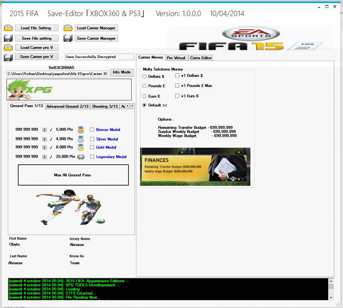 [v3][TEAM-ABRAXAS ] FIFA 2015 ultimates tool & Rte Save Editor ]- Xbox ...