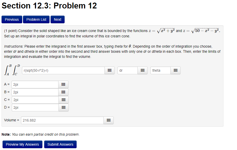 Solved Section 12.3: Problem 12 Previous Problem List Next | Chegg.com