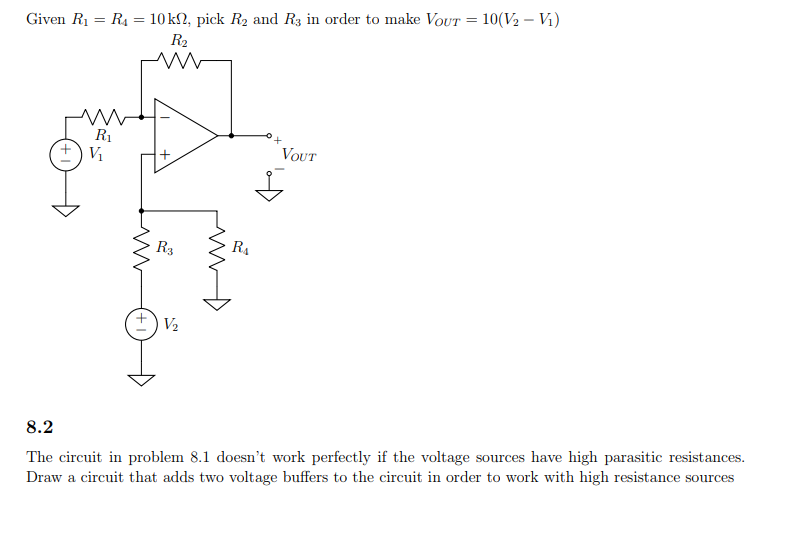 Solved Given R,-R, 10 kQ, pick R2 and R3 in order to make | Chegg.com