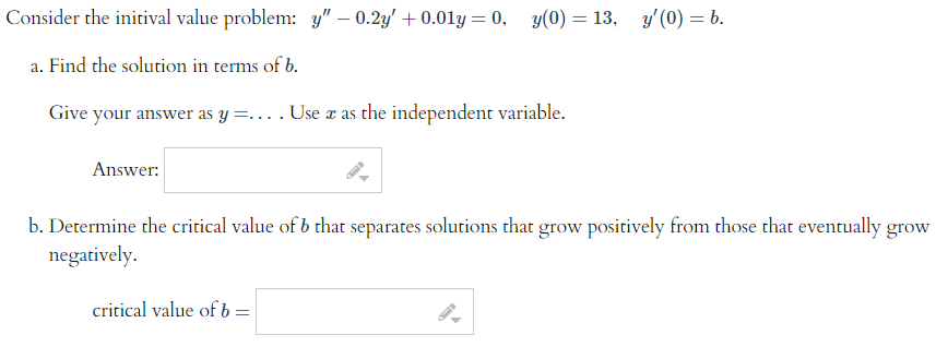 Solved Consider the initial value problem: y'' - 0.2y' + | Chegg.com