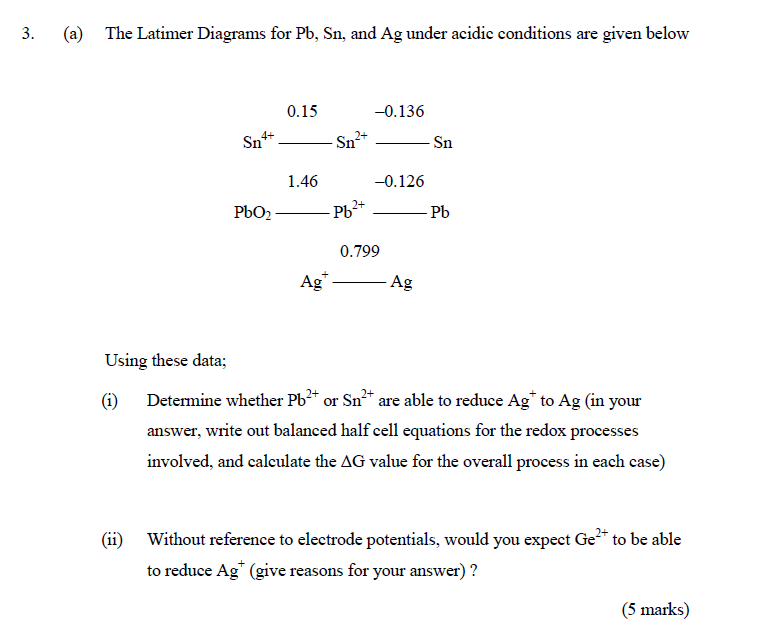 Help with redox question and calculating delta G : r/chemhelp