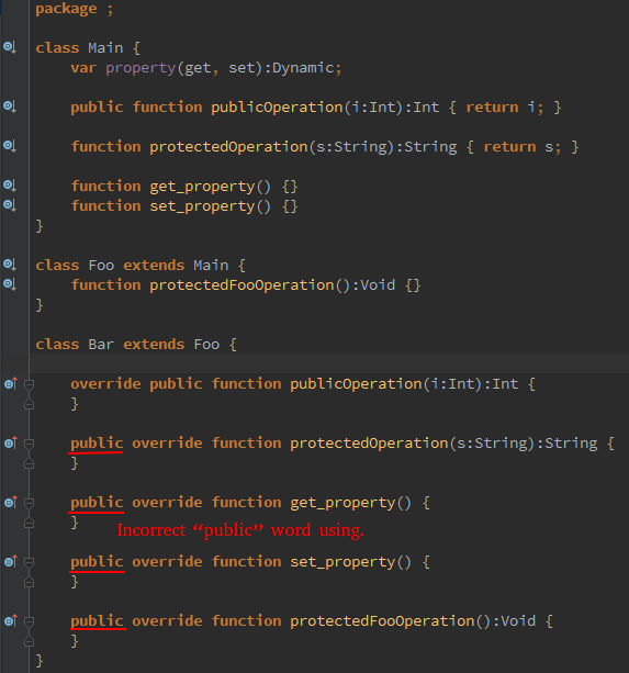Incorrect “public” modifier when override methods · Issue #439 · HaxeFoundation/intellij-haxe ...