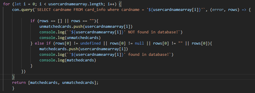 Nodejs Why Wont The Array Pass From This Function When Called Back Discordjs Stack Overflow