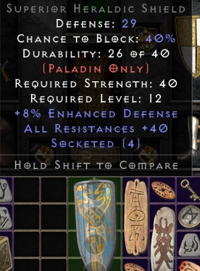 Nice 4os Pally Shield 40 All Res Enhd - Topic - d2jsp