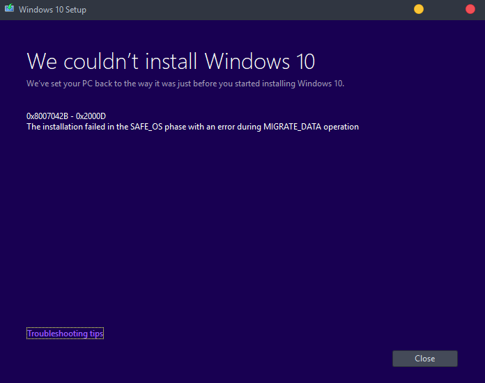 How do I fix this error when upgrading to 1709? : r/Windows10 How do I fix this error when upgrading to 1709? : r/Windows10